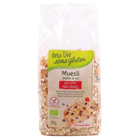 Muesli haver/rijst 4 rode vruchten glutenvrij bio | Natuurlijkbesteld.nl