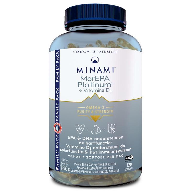 Minami MorEPA platinum + vitamine D3 (120 softgels) | Natuurlijkbesteld.nl