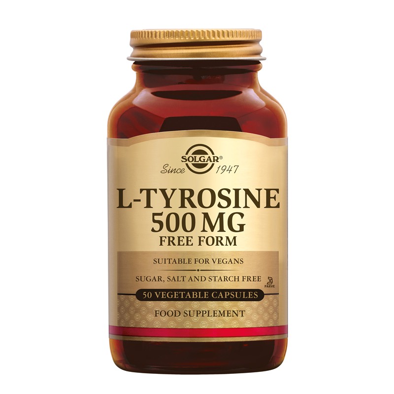 Solgar L-Tyrosine 500 mg (50 plantaardige capsules) | Natuurlijkbesteld.nl