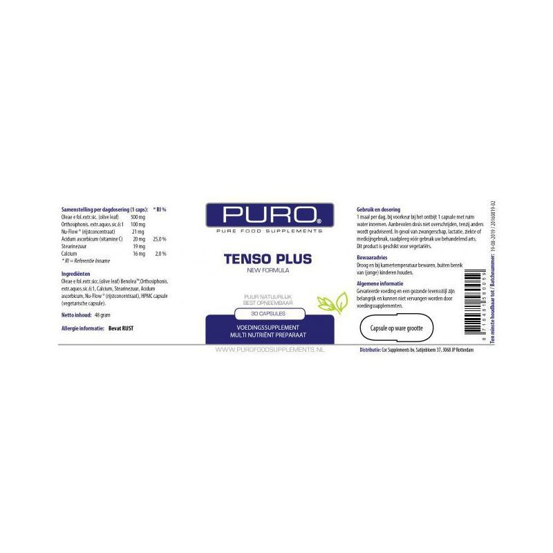 Puro Tenso Plus Nieuwe Formule (30 capsules) | Natuurlijkbesteld.nl