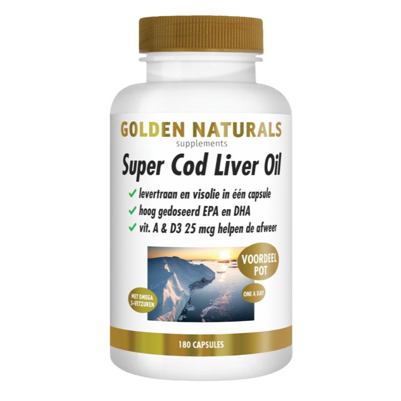 Golden Naturals Super cod liver oil (180 capsules) | Natuurlijkbesteld.nl